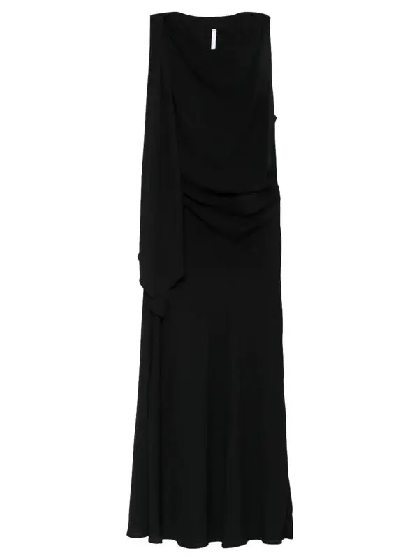 Imperial Draped Cowl-neck Midi Dress - Black