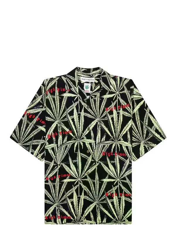 WACKO MARIA High Times Marijuana-leaf Print Shirt - Black
