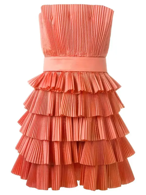 CAPUCCI Strapless Pleated Dress - Pink
