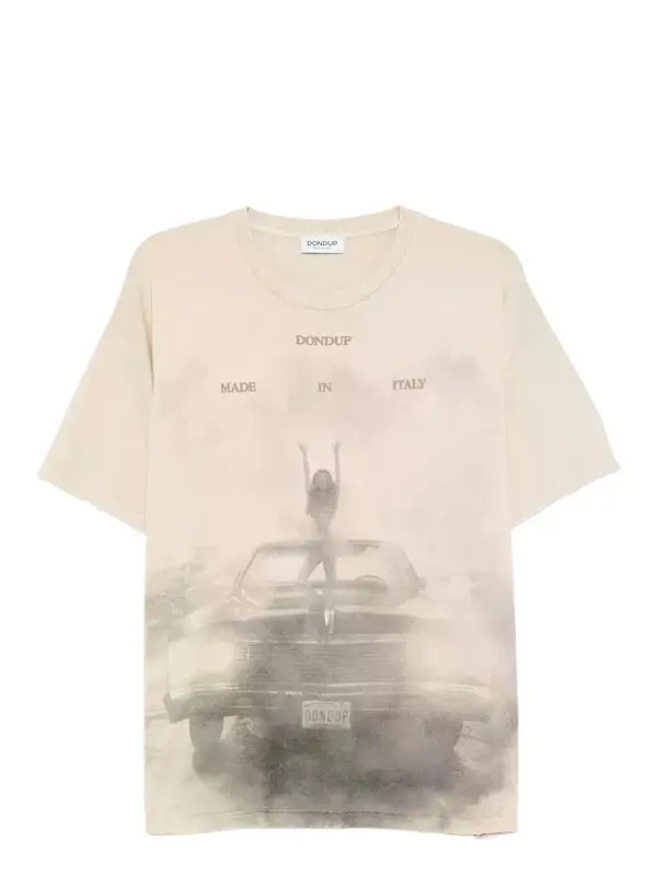 DONDUP Graphic-print Cotton T-shirt - Neutrals