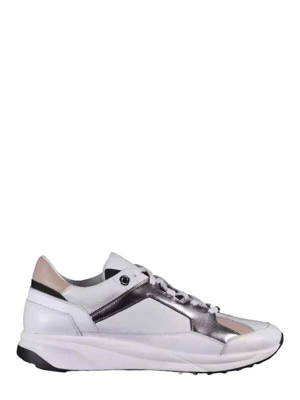 MOORER Metallic-effect Leather Low-top Sneakers - White