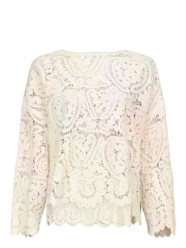 Loulou De Saison Harold Crochet Lace Sweater - Neutrals