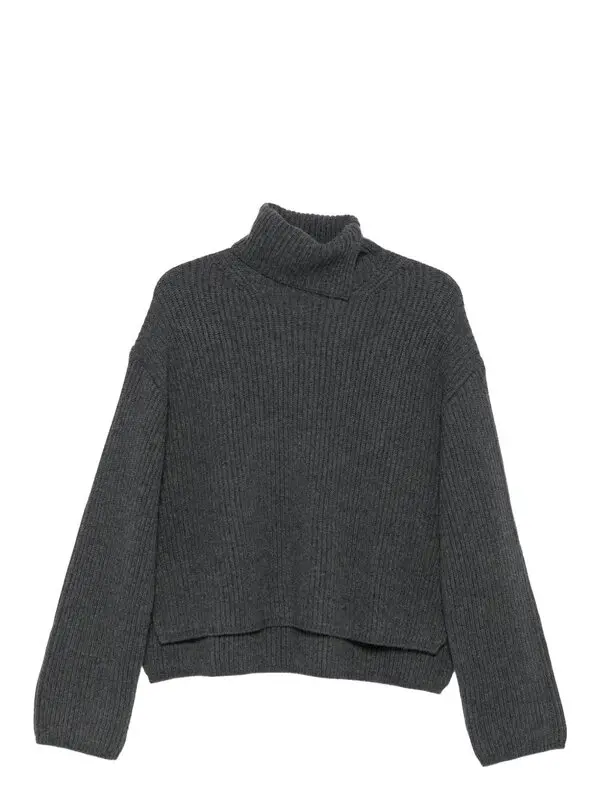 JOSEPH Ribbed High Neck Sweater - Grey