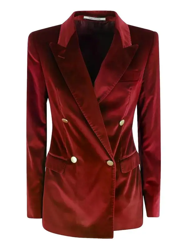 Tagliatore Velvet Double-breasted Jacket - Red