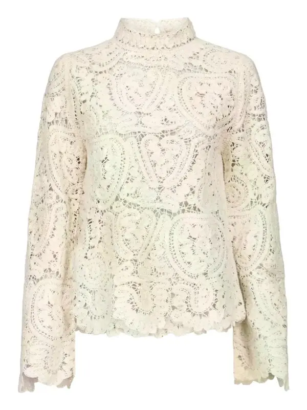Loulou De Saison Paisley Velvet-silk Top - Neutrals