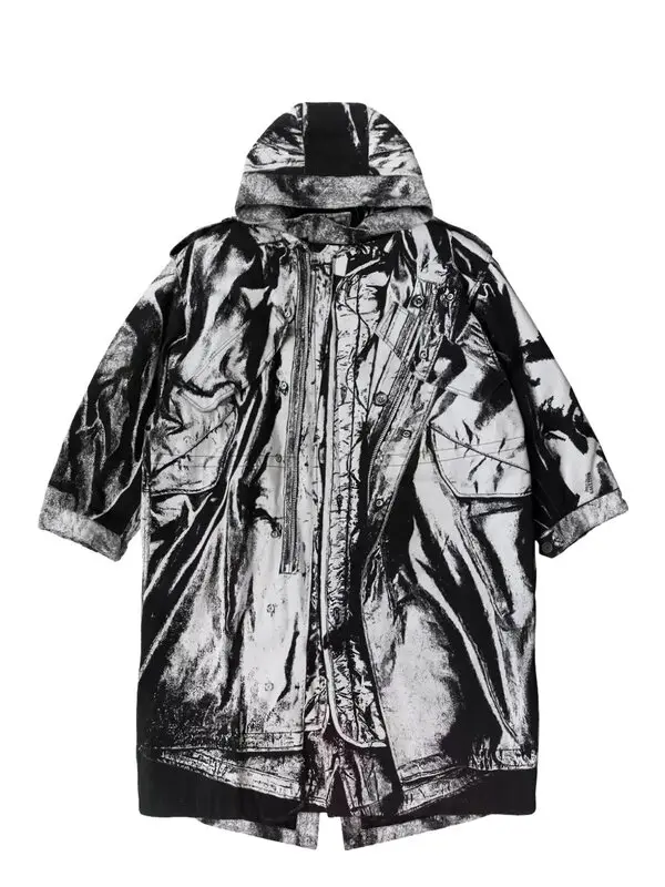 Jean Paul Gaultier Trompe-l'oeil Print Parka - Grey
