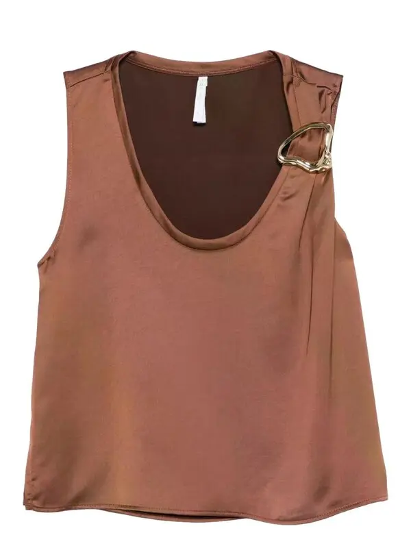 Imperial Buckle-detail Sleeveless Top - Brown