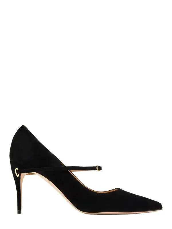 Jennifer Chamandi 85mm Ankle-strap Suede Pumps - Black