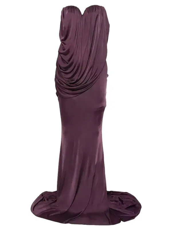 Giuseppe Di Morabito Draped Strapless Gown - Purple