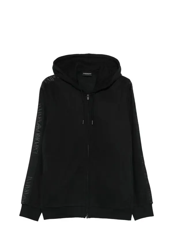 Emporio Armani Logo-tape Zip-up Hoodie - Black