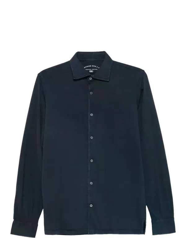 Fedeli Long-sleeve Cotton Shirt - Blue