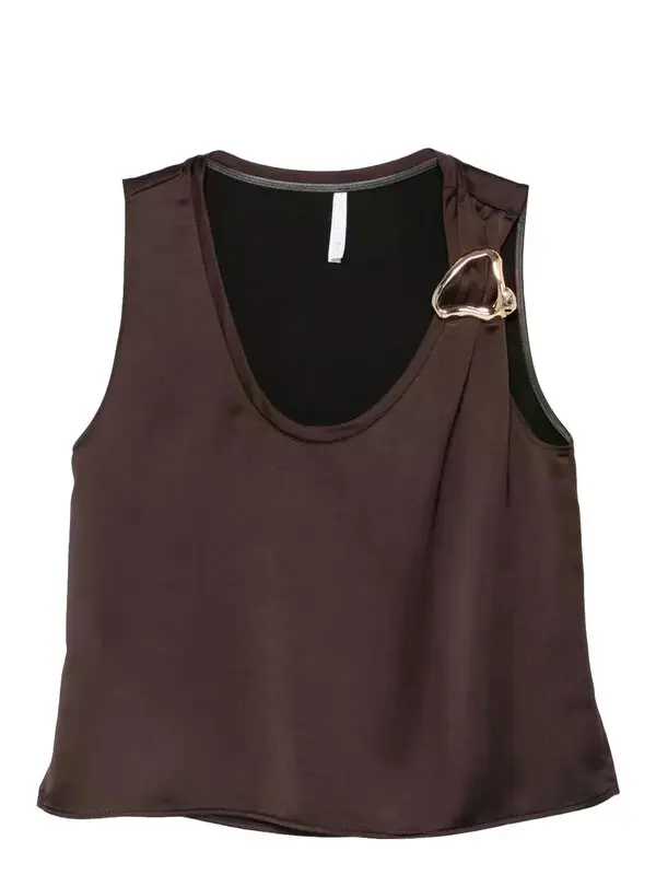 Imperial Buckle-detail Sleeveless Top - Brown