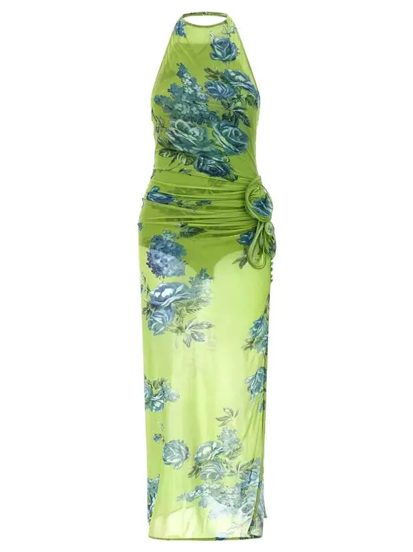 Magda Butrym Floral-print Side-slit Midi Dress - Green