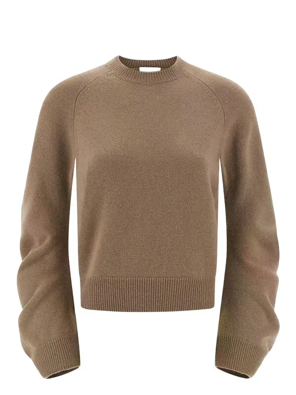 NUDE Crewneck Sweater With Cuffed Sleeves - Brown