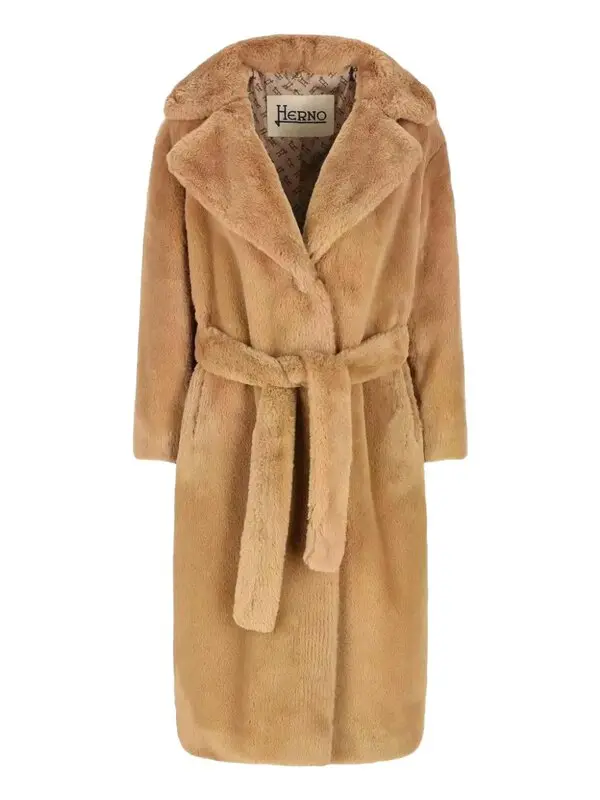 Herno Belted Faux-fur Coat - Brown