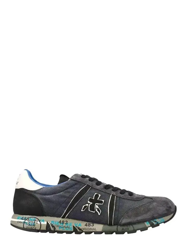 Premiata Lucy 7770 Suede-paneled Sneakers - Blue