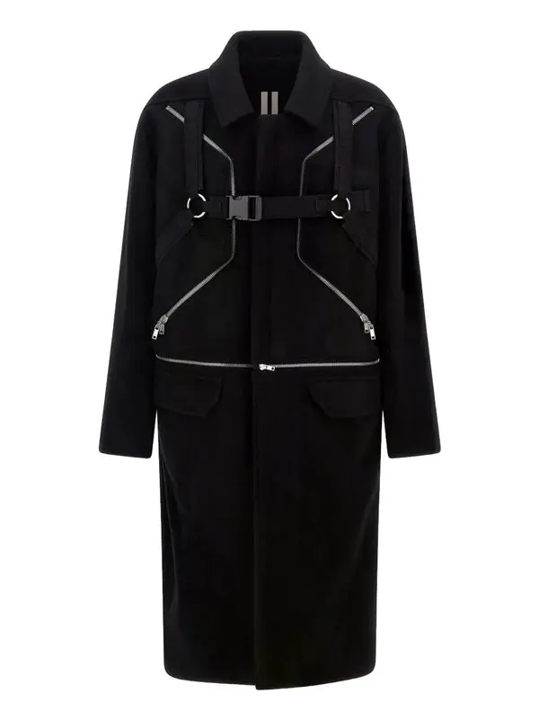 Rick Owens Blixa Jumbo Mac Harness-detail Zipped Coat - Black