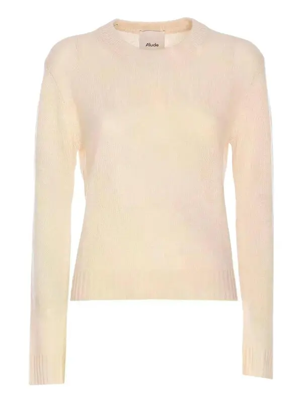 ALLUDE Ribbed Crew-neck Sweater - Neutrals