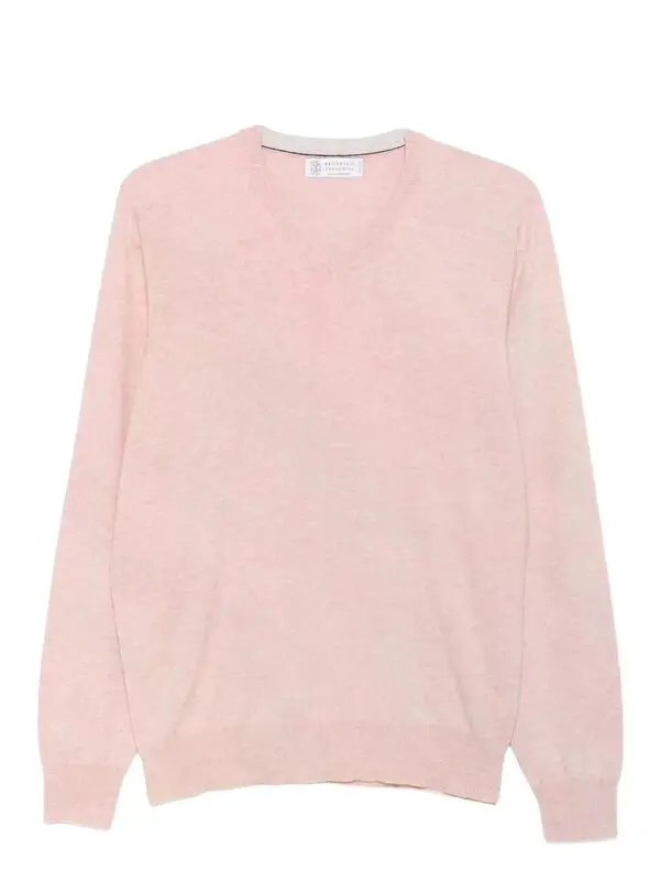 Brunello Cucinelli V-neck Cashmere Sweater - Pink