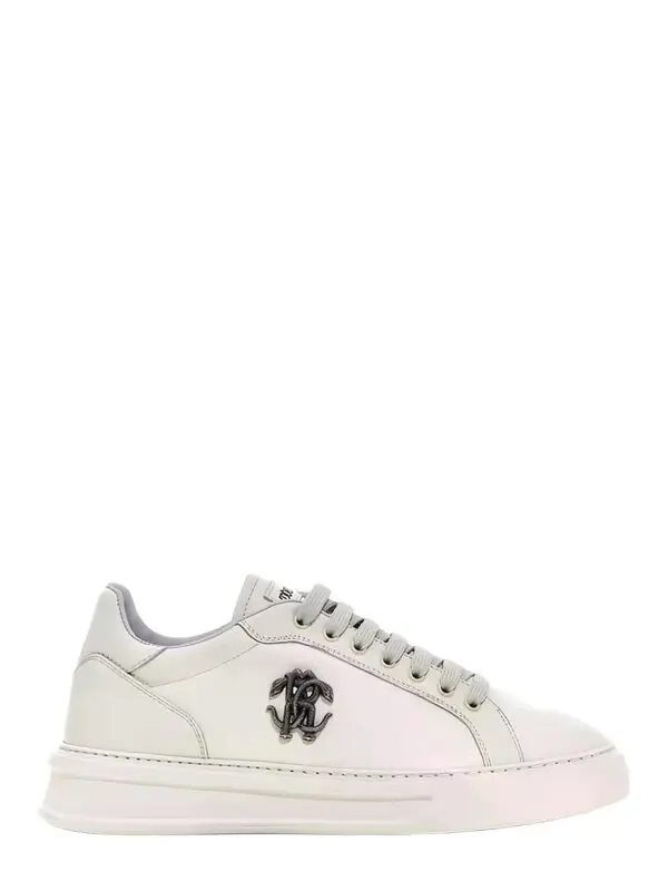 Roberto Cavalli Logo-plaque Leather Sneakers - White