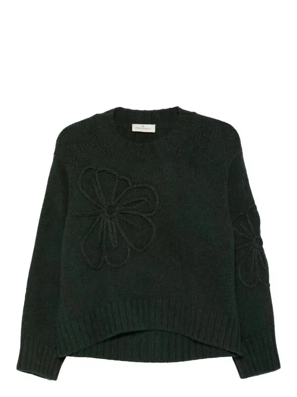Bruno Manetti Flower-embellished Wool Sweater - Green