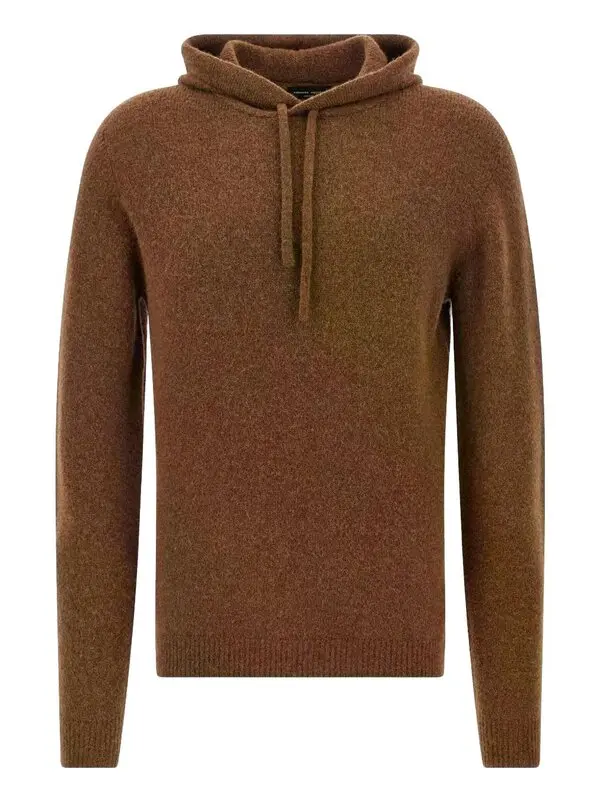 ROBERTO COLLINA Hooded Cuffed-sleeve Sweater - Brown