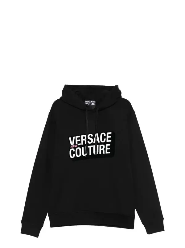 Versace Logo Lettering Hoodie - Black
