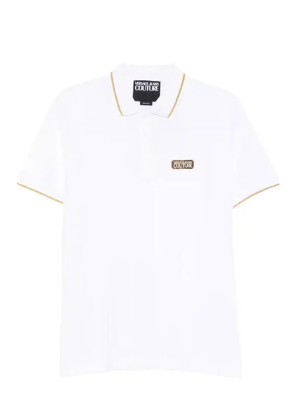 Versace Gold-trimmed Logo-detail Polo Shirt - White