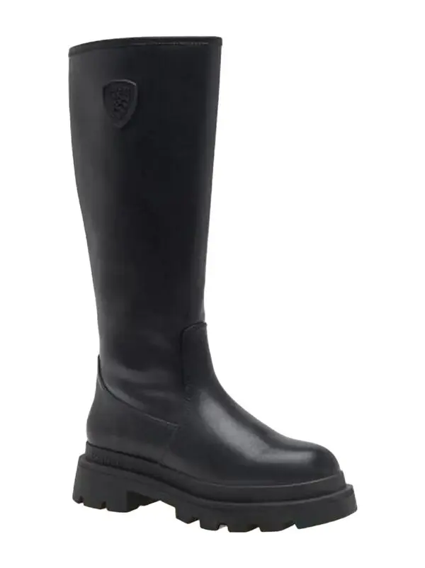 BLAUER. Leather Platform Knee-high Boots - Black