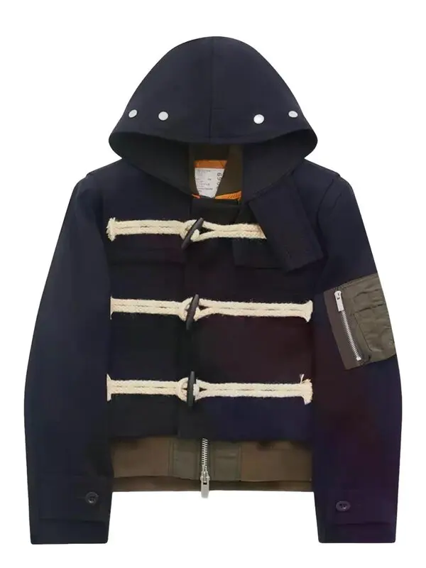 Sacai Hooded Jacket With Toggle Fastening - Blue