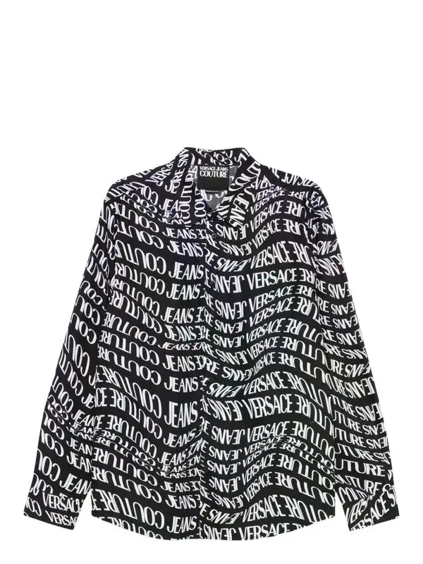 Versace Logo-print Long-sleeves Shirt - Black