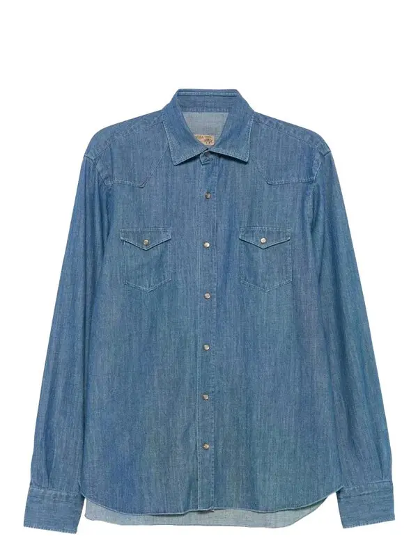 BARBA NAPOLI Denim Flap-pocket Shirt - Blue