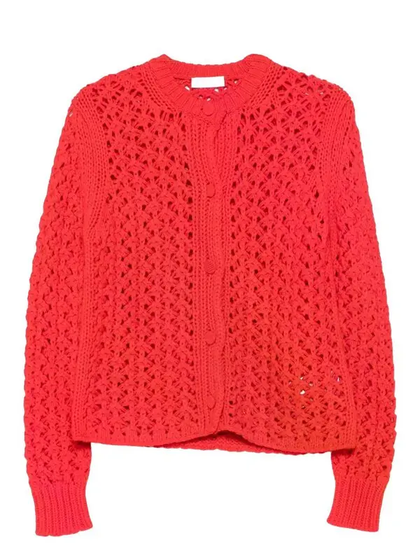 JIL SANDER Open-knit Buttoned Cardigan - Red