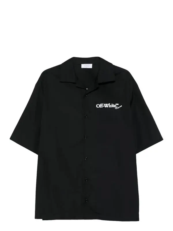 Off-White Logo-embroidered Short-sleeve Shirt - Black