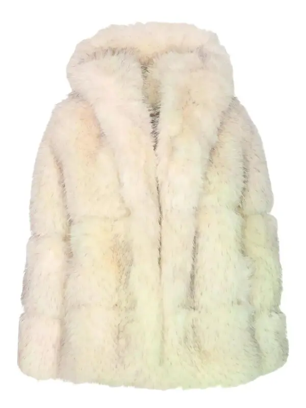 SWORD 6644 Fur-effect Hooded Coat - Neutrals
