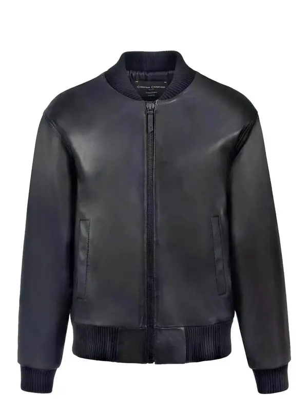 CHRISTINA CRAWFORD Leather Bomber Jacket - Black