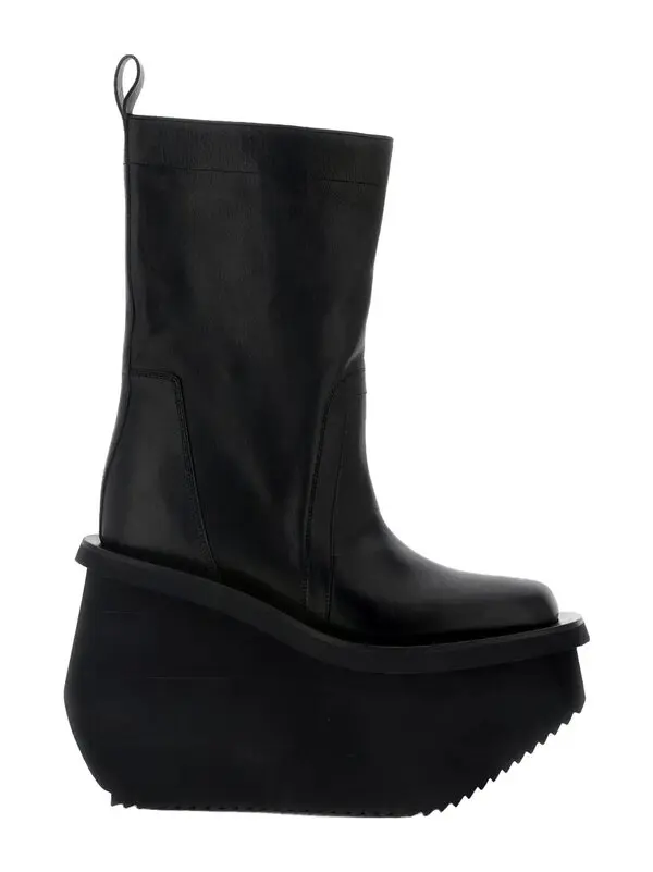 Rick Owens 14mm Platform Boots With Topstitching - Black