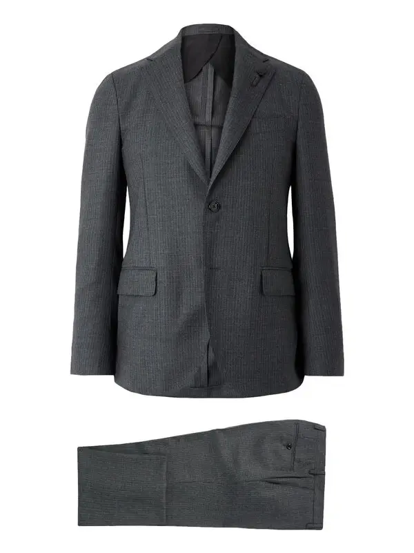 LARDINI Striped Virgin Wool Suit - Gray
