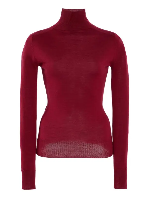 Carolina Herrera Fine-knit Virgin Wool-blend Turtleneck Sweater - Red