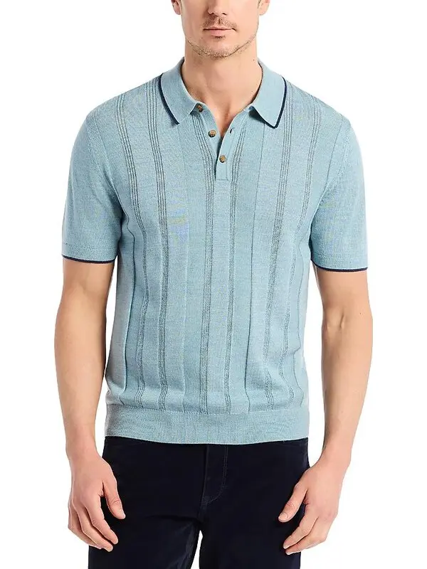 Robert Graham Edvan Sweater Polo Shirt - Slate Blue