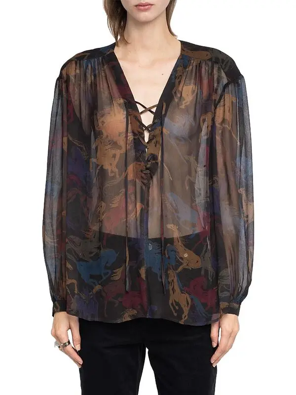 Zadig&Voltaire Tamela Chiffon Top - Dark Chocolate