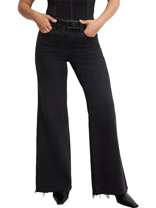 Good American Soft Tech Good Petite Palazzo Jeans - Black