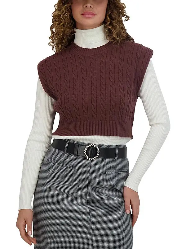 POINT Cable Knit Vest - Chocolate