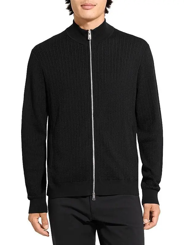 Theory Walton Textured Sweater Jacket - Black