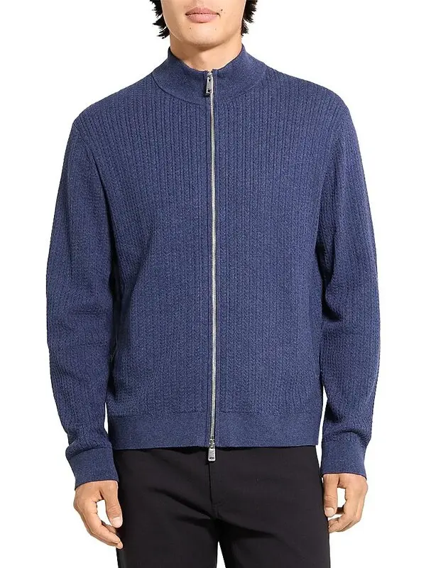 Theory Walton Textured Sweater Jacket - Light Baltic Melange