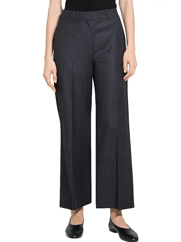 Theory Classic Wide Leg Trousers - New Charcoal Melange