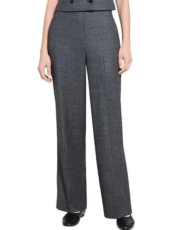 Theory Wool Wide-leg Pull-on Pants - Pepper Multi