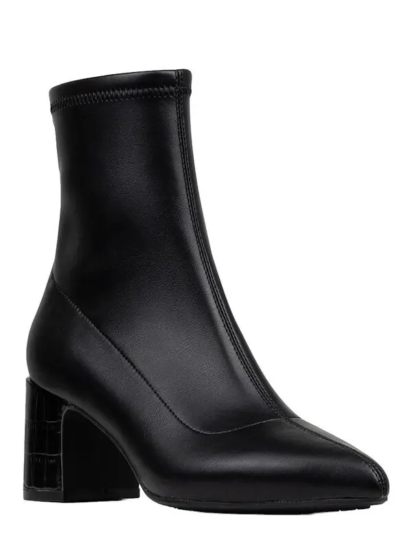 DONALD PLINER Tomos Leather Mid Heel Booties - Black