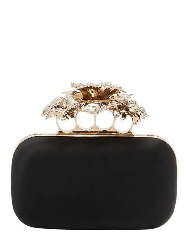 Alexander McQueen Carnation Embellished Clutch - Black