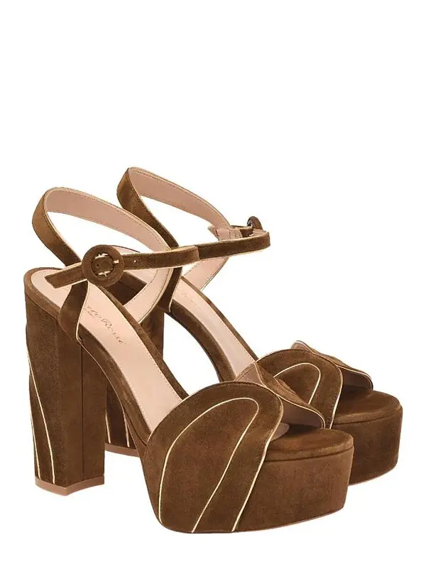 GIANVITO ROSSI Tamara Sandals - Brown Suede Leather
